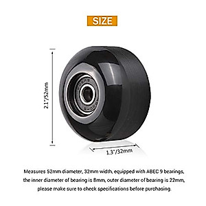 TOBWOLF 4 Pack 52mm x 32mm 95A Skateboard Wheels, Street Skateboard Wheels with ABEC-9 Bearings, Longboard Wheel Drift Wheel for Street, Park