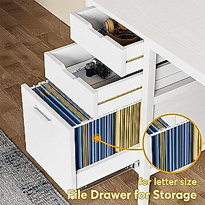 Tribesigns L Shaped Desk with File Drawer Cabinet, 59 Inch Corner Desk L Shaped Computer Desk with Drawers, PC Table Writing Desk for Home Office, White