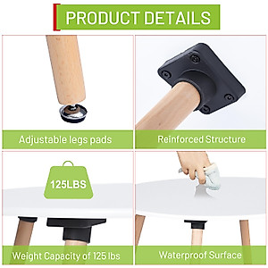 FurnitureR 31.5 inches Round Modern Dining Table for 4 People with Strong Wooden Legs for Home Kitchen Office Living Room Leisure, White