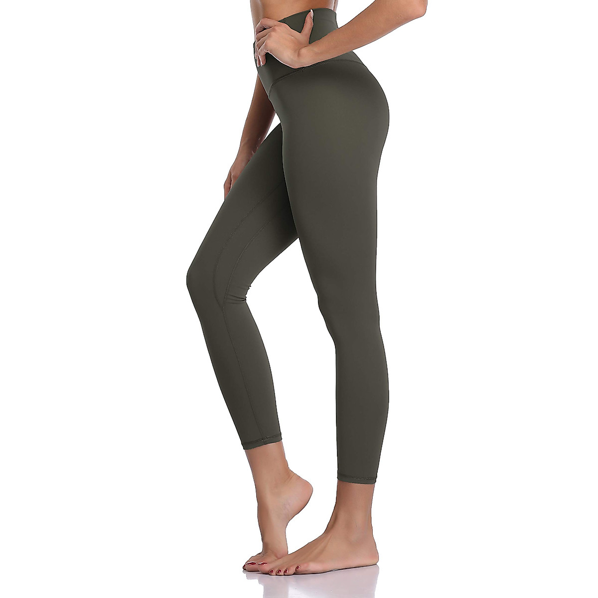 Colorfulkoala Women's Buttery Soft High Waisted Yoga Pants 7/8 Length Leggings (XL, Olive Green)