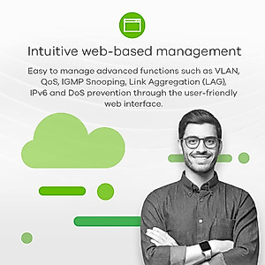 ZYXEL 8-Port PoE Switch Gigabit Ethernet Smart (GS1900-8HP REV 03F) - Managed, with 8x PoE+ @ 70W, Desktop or Wall mount. Limited Lifetime Protection