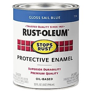 Rust-Oleum 7724502 Stops Rust Brush On Paint, 1 Quarts (Pack of 1), Gloss Sail Blue, 32 Fl Oz