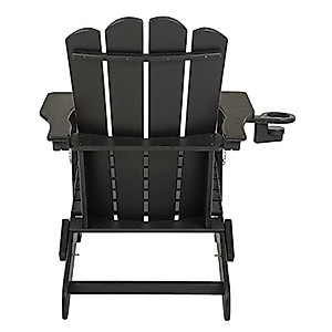 doubob Folding Adirondack Plastic Outdoor Patio HDPE Weather Resistant Fire Pit Chairs for Deck Backyard Lawn Garden, Extra Large, Black