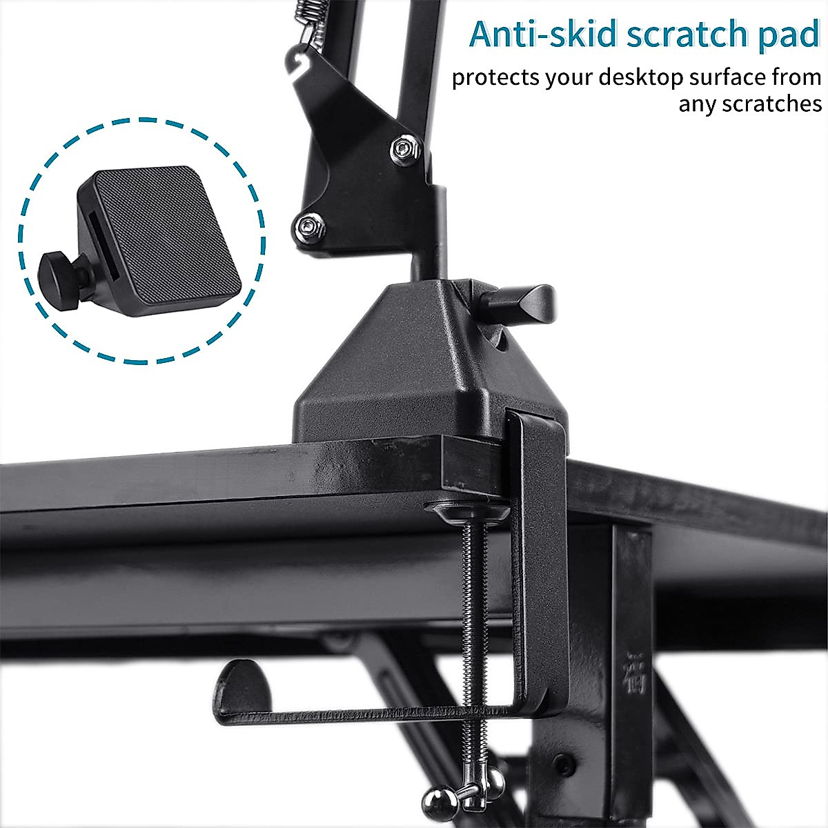 novonest Heavy-duty Metal Table Mounting Clamp,Black Large-area Contact Base for Microphone Suspension Boom Scissor Arm Stand Holder,Max Clamping Thickness 2.75"/70mm,with Headset Hook Hanger,NB35-B