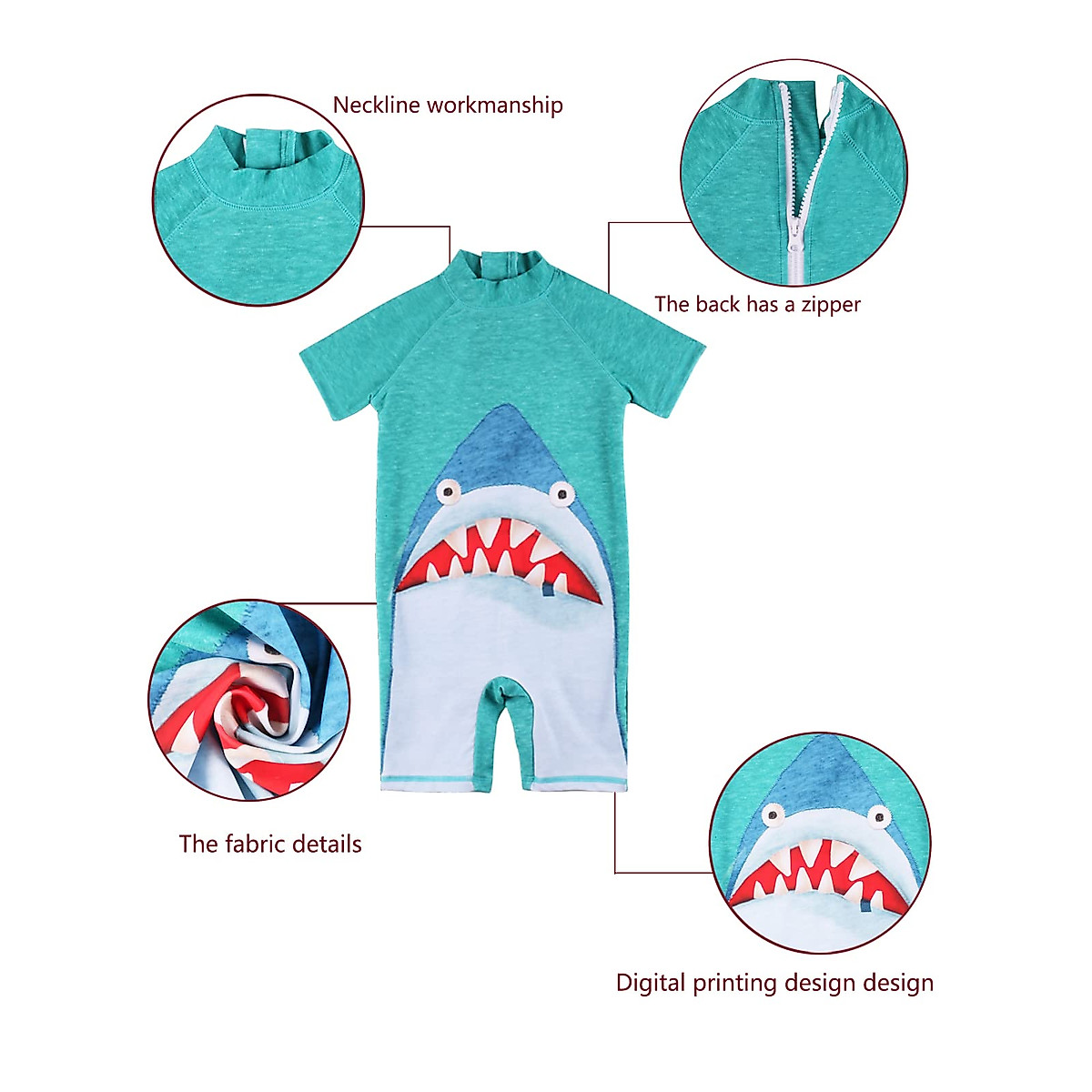 Baby Toddler Boys Bathing Suits One-Piece Zip Swimsuit Short Sleeve Rash Guard Swimwear Sunsuits with UPF50+ Sun Protection for Summer Beach (Lightning,3-6M)