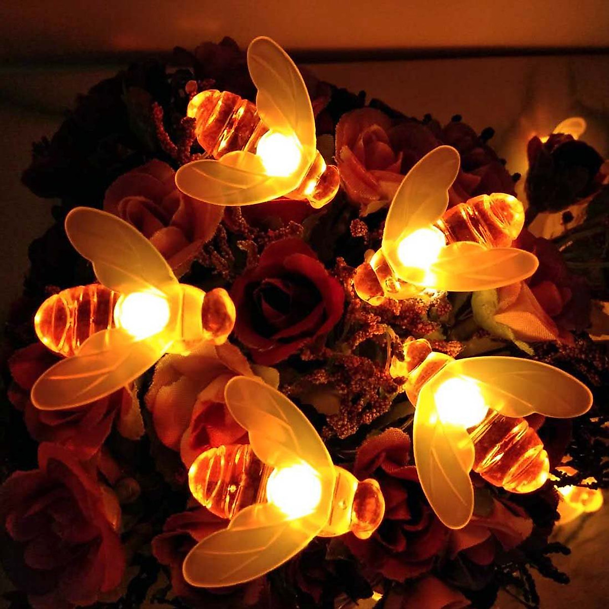 Amants01 Solar Honeybee String Lights, 50 LEDs Solar Powered Bee String Lights Outdoor Honeybee Fairy String Lights for Home,Gardens,Park,Patios Decoration.