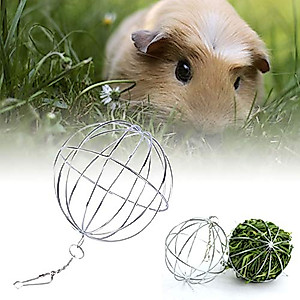 ULTECHNOVO Pet Feed Dispenser Ball Rabbit Grass Ball Animal Hanging Ball Toy Feed Dispenser Sphere Treat Toy Ball-Shaped Straw Frame for Hamster Rat Rabbit Guinea Pig 2pcs