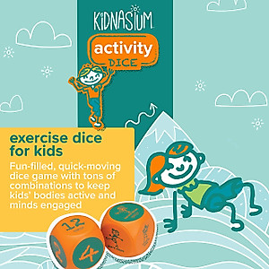 Kidnasium Activity Fitness & Exercise Dice | Fun Educational Classroom Gym Learning Game for Kids 5 and Up | Soft Rolling Cubes for Active Boys & Girls