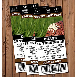 Football Birthday Party Ticket Invitations