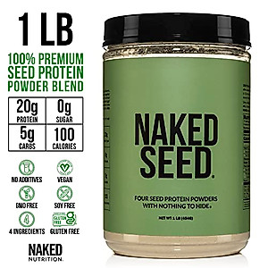 Naked Seed – 4 Seed Protein Powder, Only 4 Ingredients - Chia, Watermelon, Sunflower and Pumpkin Seed Protein – Gluten-Free, Soy Free, Vegan, No GMOs, No Artificial Sweeteners – 15 Servings
