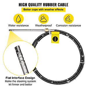 VEVOR Outboard Steering System Kit, 15' Boat Steering Cable, Standard 3/4" Tapered Shaft, Alloy Marine Steering System, Quick to Install, for Yachts, Fishing Boats, and Other Waterborne Vehicles