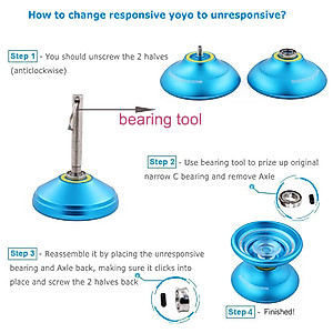 MAGICYOYO Responsive Yoyo K7-Metal Yo Yo for Kids Beginner, Professional Replacement Unresponsive Ball Bearing for Advanced Yoyo Players + Removal Bearing Tool + Storage Bag + 10 Yoyo Strings