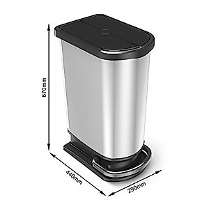 Rotho Paso Refuse Pedal Bin Duo 50 Litre, in-Mould Labelling Silver Metallic, One Size