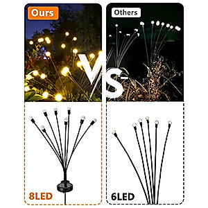 Otdair Solar Garden Lights-New Upgraded 4 Pack 8 LED Solar Powered Firefly Lights 4 Pack Solar Firefly Lights Outdoor Waterproof Vibrant Garden Lights for Patio Pathway Decoration,Warm White