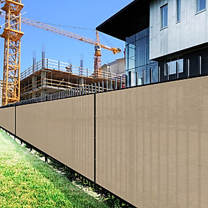 FLORALEAF Privacy Screen Fence Windscreen Mesh Shade Net Cover Heavy Duty Fencing 97% Blockage for Outdoor Wall Garden Yard Backyard Sand 4'x28'