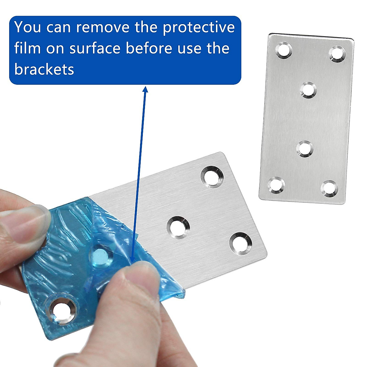 BokWin 6Pcs Silver Mending Bracket Plate, 80 x 40 x 2mm Stainless Steel Heavy Duty Flat Corner Brace for Wood, Metal Straight Fixing Joining Shelf Support Corner for Shelves, Furniture and Cabinet