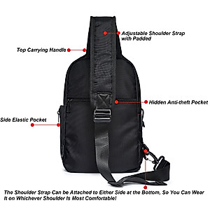 Sling Bags, Chest Shoulder Backpacks Crossbody Purse Outdoor Chest Bag Travel Backpack for Men Women Hiking Camping Cycling (Black 9.7'')