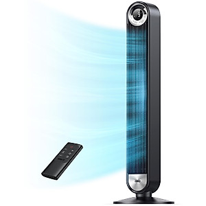 Dreo Tower Fan for Bedroom, 42 Inch Bladeless Fan, 90° Oscillating Fan, Quiet Floor Fan with Remote, LED Display, 6 Speeds 4 Modes, 12H Timer, Standing Fans for Home Living Room Office, Cruiser Pro T2
