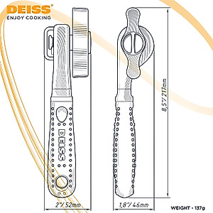 Deiss Pro Heavy Duty Can Opener Manual Smooth Edge, Handheld Can Opener With Soft Touch Handle, Rust Proof Safety Can Opener Oversized Handheld Easy Turn Knob, Best Large Lid Openers (BLACK)