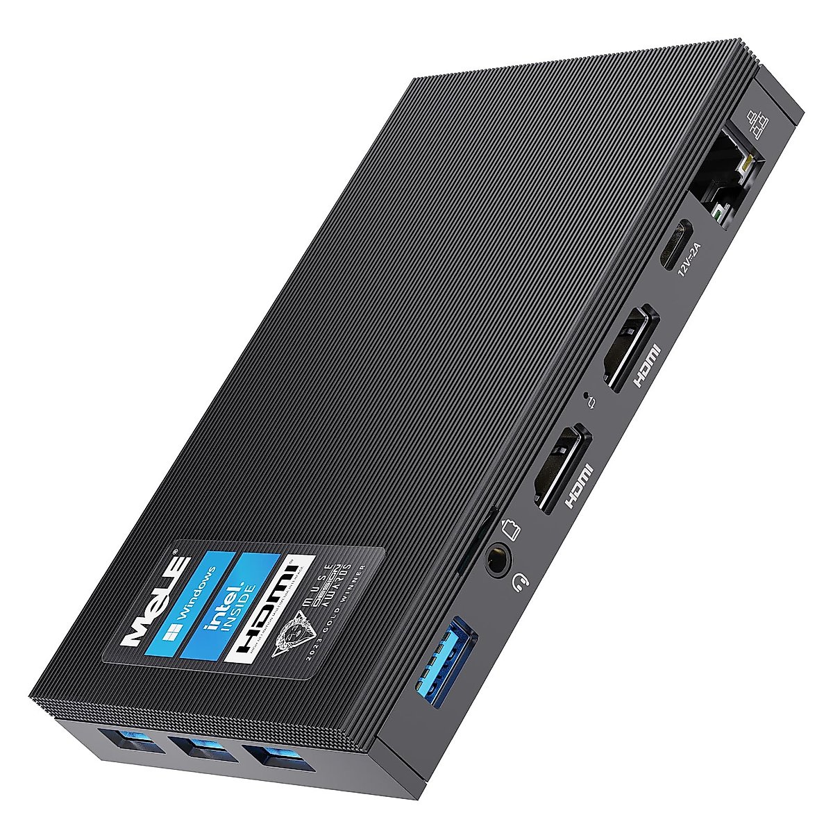 MeLE Fanless Mini PC Quieter3Q 11th Gen N5105 8GB 256GB Windows 11 Pro Micro Computer WiFi 6 Small Desktop Service with USB-C PD, Gigabit Ethernet, Dual HDMI 4K, Auto Power on, PXE Support M.2 SSD
