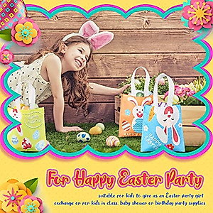 100 Pcs Easter Mini Gift Tote Bags for Kids Easter Small Baskets Bunny Non Woven Kraft Treat Goodie Eggs Bags with Handles for Easter Party Favors, Easter Egg Hunt