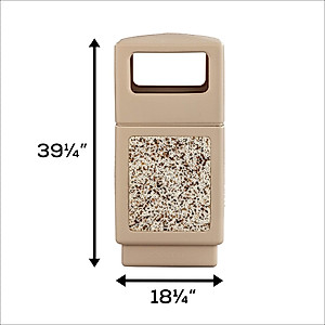Safco Products Canmeleon Outdoor/Indoor Aggregate Panel Trash Can 9472TN, Tan, Natural Stone Panels, Outdoor/Indoor Use, 38-Gallon Capacity