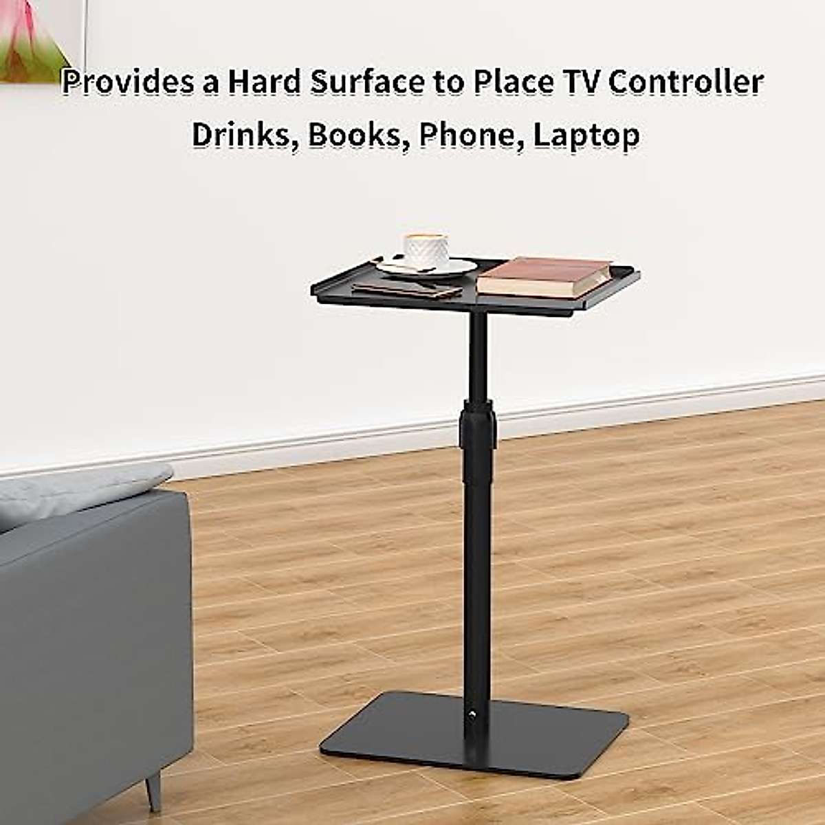 GAGUIUP Adjustable Side/End Table - Metal Coffee Table Small Sofa Side Table Indoor Nightstand Furniture for Living Room, Dorm, Home Office, and Bedroom - Black