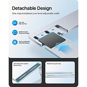 andobil Portable Laptop Stand, [Cooling & Neck Friendly] Solid Ergonomic Ajustable Laptop Desk Stand Compatible with 16 inch MacBook Pro, Air, All Lap Top 10-17.3 inch, Silver