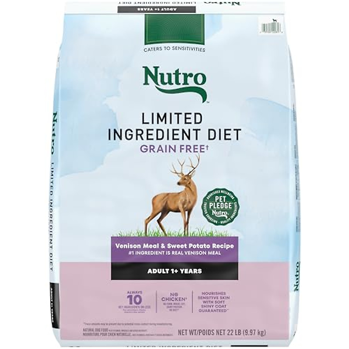 NUTRO Limited Ingredient Diet Adult Dry Dog Food Venison Meal & Sweet Potato Dog Kibble, 22 lb. Bag