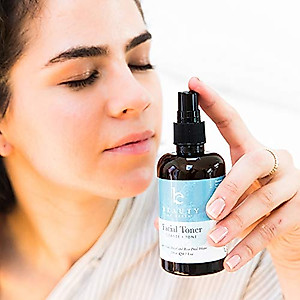 Facial Toner with Organic and Natural Witch Hazel Rose Water Astringent - Best Hydrating and Clarifying Face Spray for Daily Use, No Alcohol or Oil, Skin Cleansing for Men and Women, 4oz
