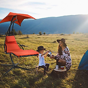 Hammock Chair Hammock Stand Outdoor Chair Patio Lounge Chair Outdoor Hanging Chair Patio Swing Chair for Adults Backyard Garden Deck Chair with Canopy Umbrella Free Standing Floating Bed Furniture