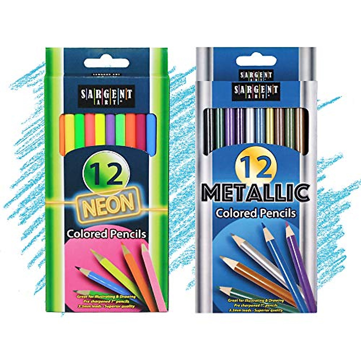 Sargent Art Neon & Metallic Collored Set pencils, Assorted