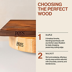 John Boos Block B12S Maple Wood Edge Grain Cutting Board with Feet, 12 Inches Square, 1.5 Inches Thick