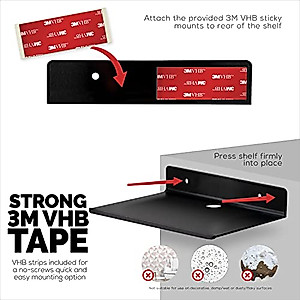 BRAINWAVZ 2-Pack 6" Floating Metal Wall Shelf for Books, Organizer, Speakers, Plants, Cameras, Books, Decor Display, Storage, Routers & More Wide Universal Holder Shelf (Black)