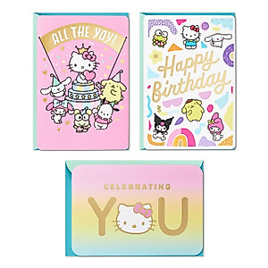 Hallmark Sanrio Hello Kitty Cute Birthday Cards (3 Cards with Envelopes)