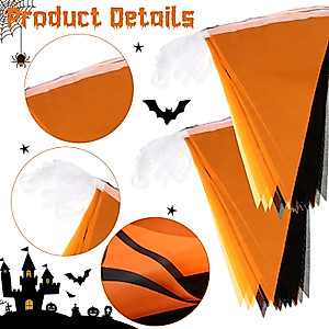 Tatuo 328 Feet Halloween Pennant Banner Flags 10 Pcs Halloween Triangle Flags String DIY Bunting Fabric Bunting Garland for Indoor Outdoor Halloween Party Hanging Decoration (Orange and Black)