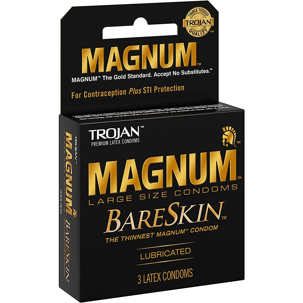 TROJAN Magnum Bareskin Lubricated Condoms 3 ea (Pack of 12)