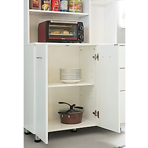 Basicwise Kitchen Pantry Storage Cabinet with Doors and Shelves, White