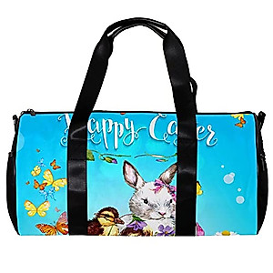 Gym Bag Small Duffel Bag Sports Tote Bag for Yoga,bird easter basket eggs bunny,Outdoor Fitness Bag Carry on Bag