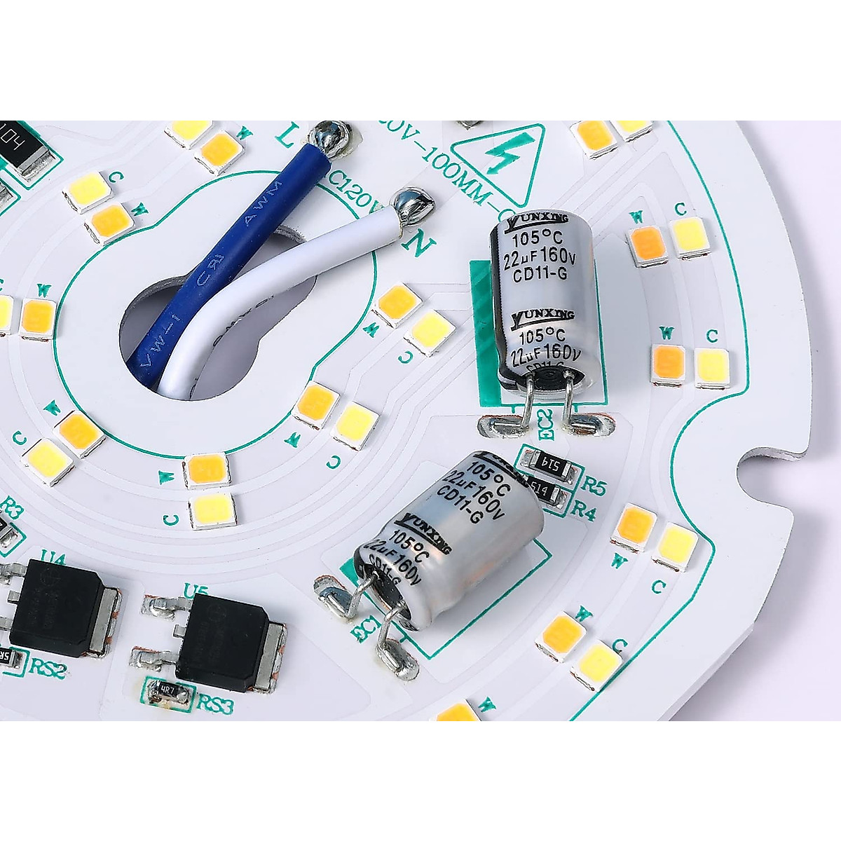 Ledytech 3.93'' LED Retrofit Light Kit for Ceiling Flush Light Ceiling Fan Light Replacement Panel PCB 18W Color Temperature Adjustable 3000K 4500K 6000K 2200LM 120V CRI90 Dimmable
