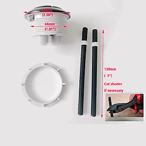 Matte Black Toilet Push Button Round 48mm Thread Dual Flush Valve Replacement Kits Parts