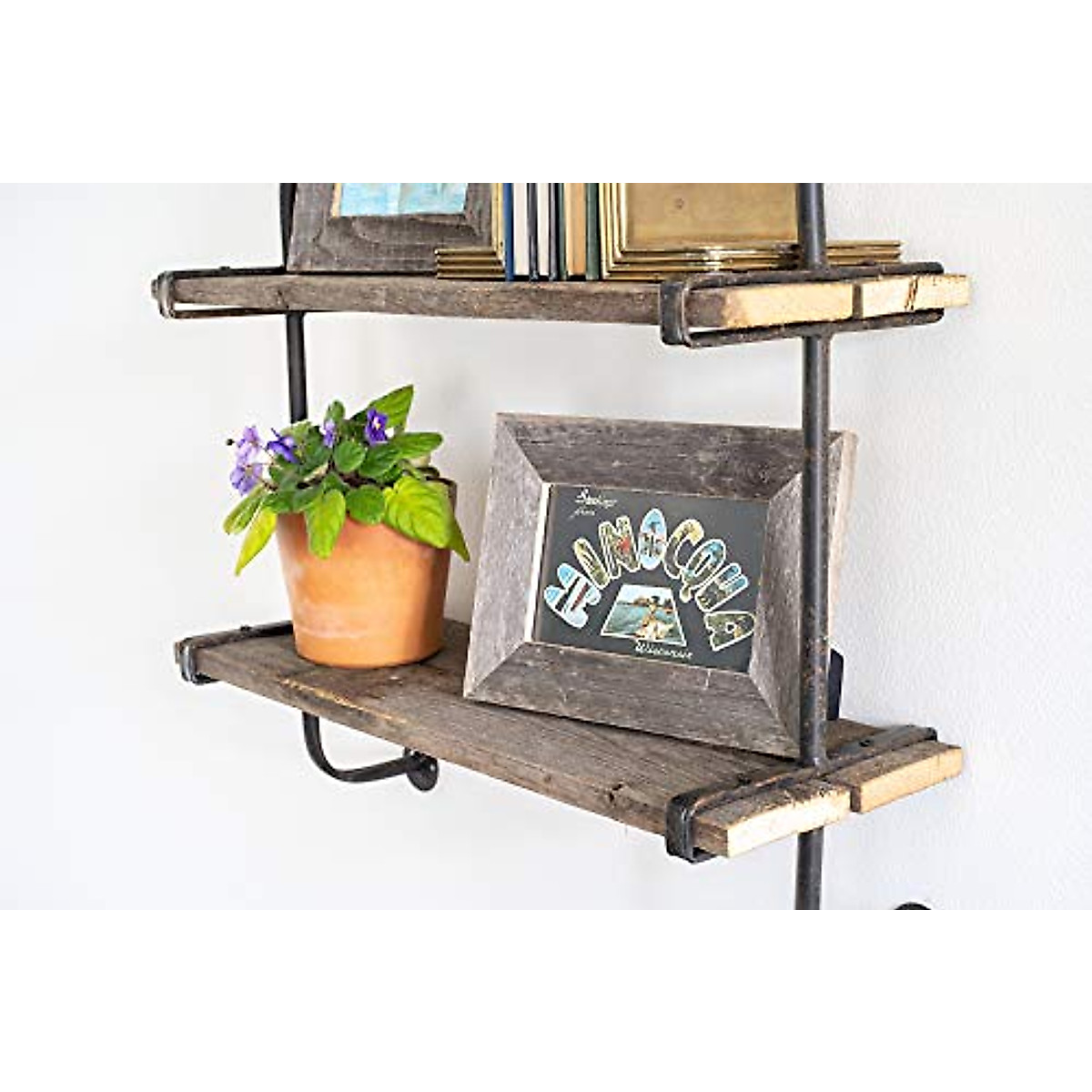 BarnwoodUSA Rustic Wooden Shelf with 2 Planks, Farmhouse Wall Ledge, Natural Weathered Gray
