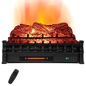 ORALNER Electric Fireplace Insert Log Set, 26-Inch Infrared Quartz Fireplace Log Heater w/Remote Control, 8H Timer, Adjustable Flame Colors, Realistic Logs for Existing Fireplaces, 1500W, Black