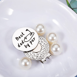 GGOJAGST Best Dad by Par Gifts from Daughter Golf Ball Markers with Hat Clips Value Sets for Men Women Golfer Removable Attaches Easily to Golf Cap Premium Gifts Silver for Dad from Kids