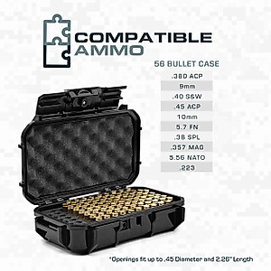 Seahorse 56 100 Round Locking Bullet/Ammo Storage Box - Mil Spec/Waterproof/USA Made/Dust Proof/Airtight - For 9mm .40 45 357 36 Special 5.56 NATO .223 Caliber Ammunition
