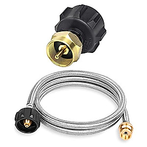GASPRO Propane Refill Adapter, and 5FT Propane Adapter Hose 1lb to 20lb, Fit for 5-40lb Propane Tank
