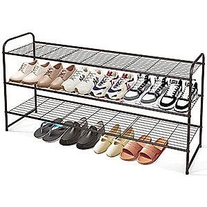 KEETDY Long 3 Tier Shoe Rack for Closet and 28 Clear Pockets Door Shoe Organizer