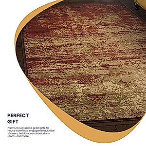 BNM Small Indoor Area Rug, Perfect for Living Room, Entryway, Basement, Bedroom, Kitchen, Office, Modern Floor Cover, Jute Backing, Acid Wash Abstract Indoor Area Rug, 4' x 6', Auburn