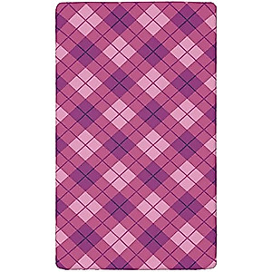 Plaid Themed Fitted Crib Sheet,Standard Crib Mattress Fitted Sheet Soft and Breathable Bed Sheets-Baby Crib Sheets for Girl or Boy,28“ x52“,Dark Magenta Pale Fuchsia