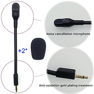 Mic Replacement Fits for Razer BlackShark V2,V2 Pro,V2 Special Edition Wireless Gaming Headsets, Noise Cancelling 3.5mm Jack BOOM BlackShark PC Game sound Microphone Set with 2 Pcs Foam Covers